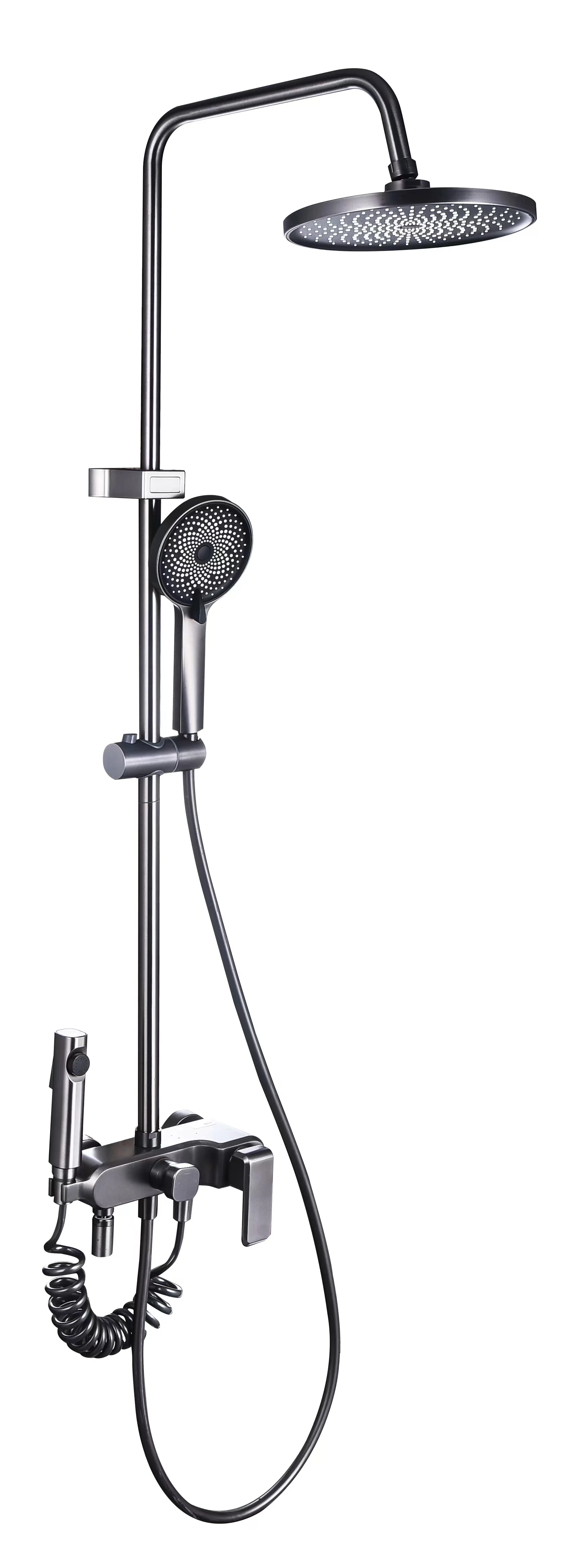 Modern Shower Mixer Set Wall Mounted Dual Handle Bathroom Rain Shower ...