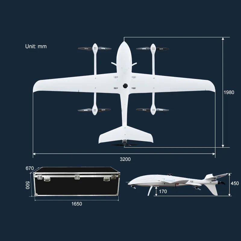 Drone Frame Long Range VTOL Fixed Wing UAV with Gimbal Camera Carbon ...