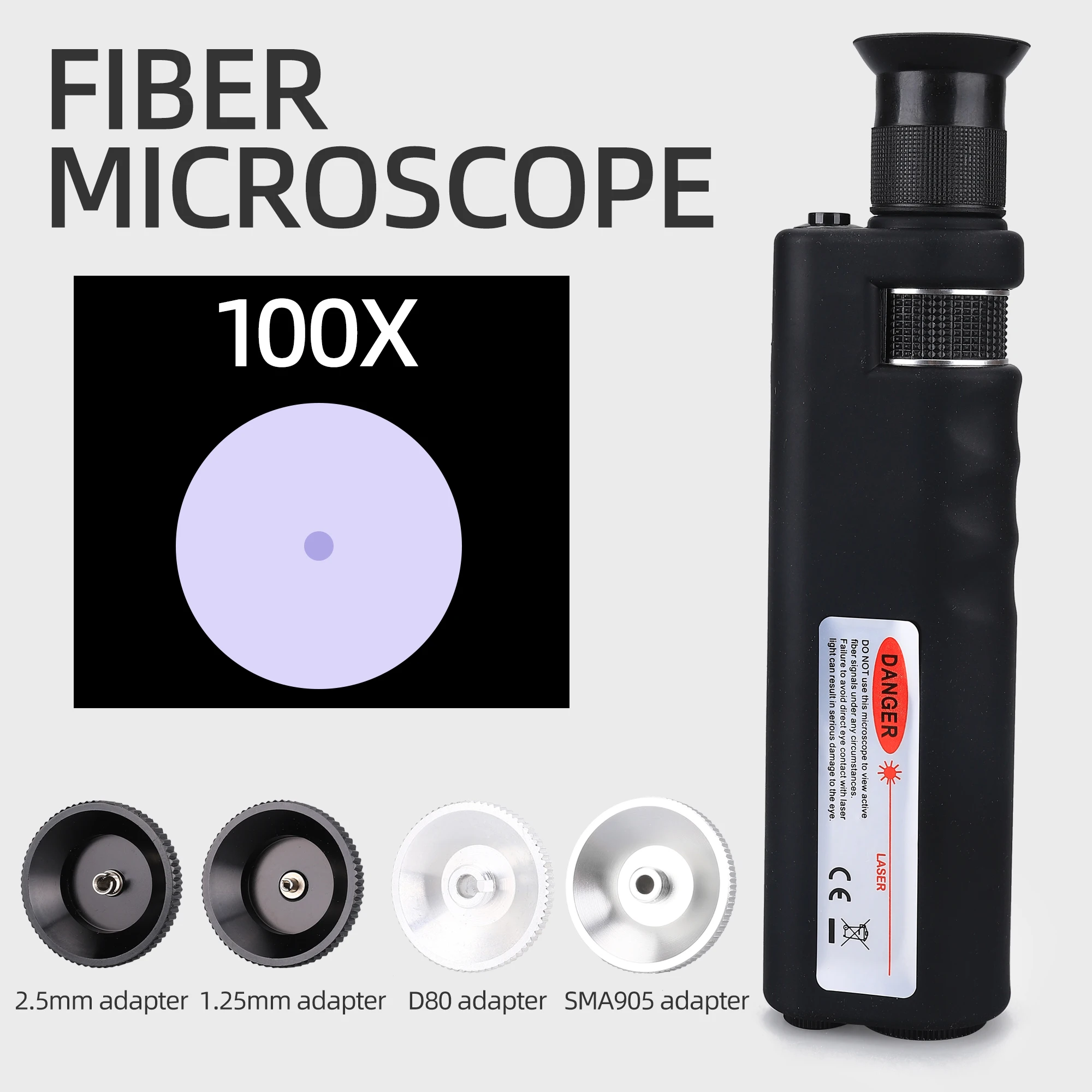 100X Fiber Inspection Magnifier with LED Illumination