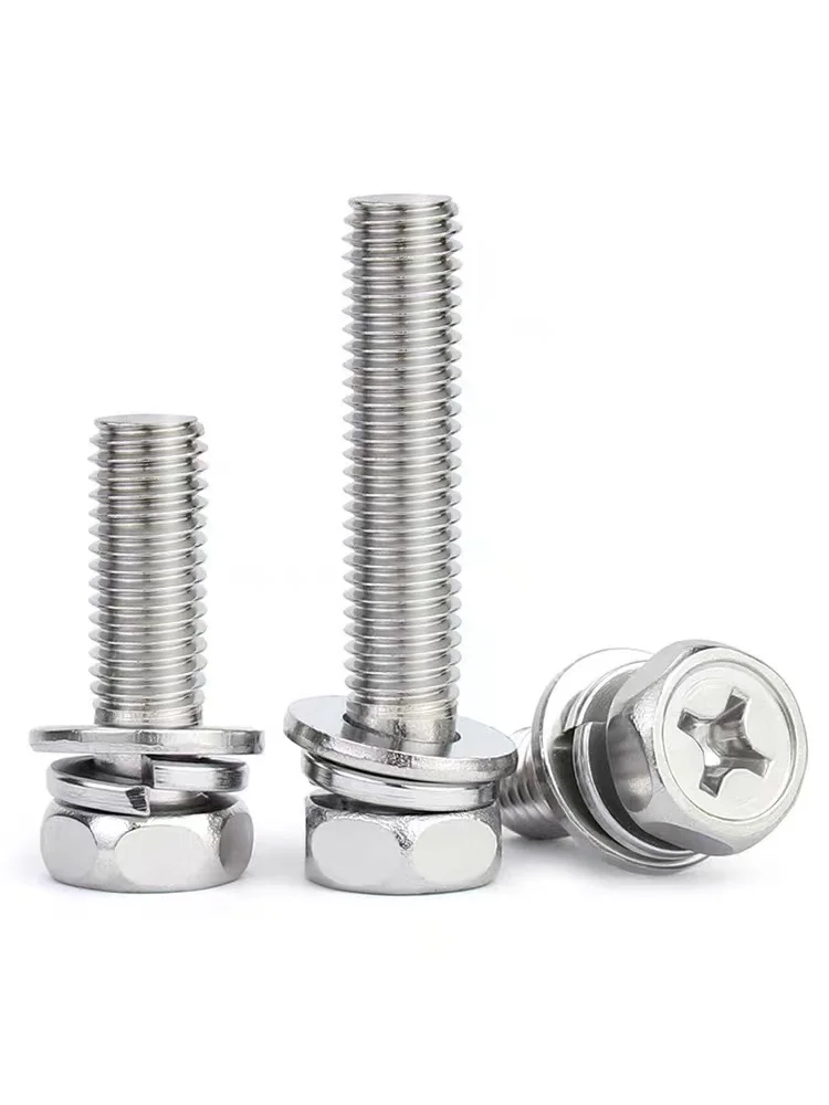 304 Stainless Steel Cross External Hexagonal Three Combination Screws ...