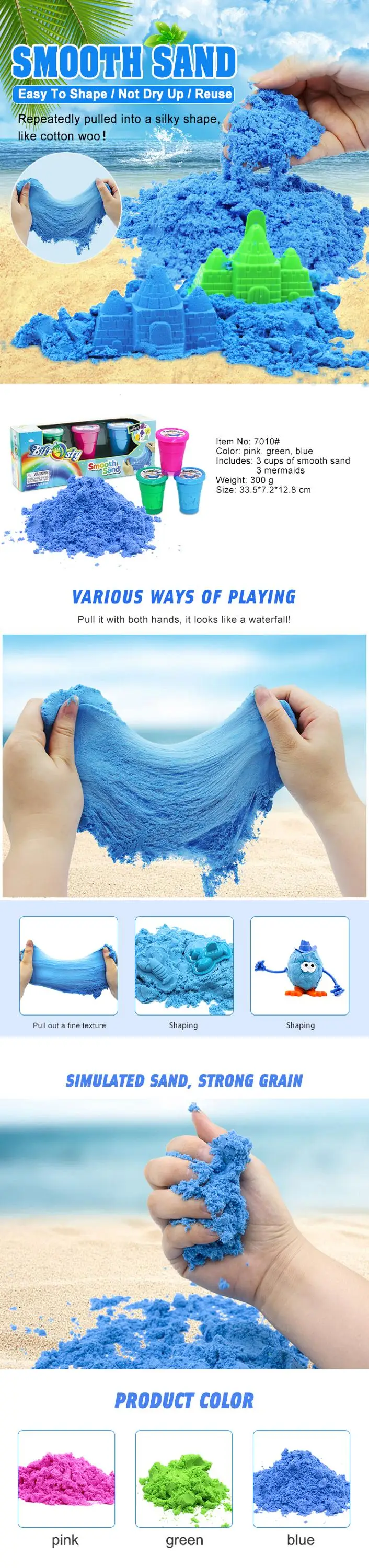 Sisland Amazing Fluffy And Moldable Beach Color Modeling Sand Toys For ...
