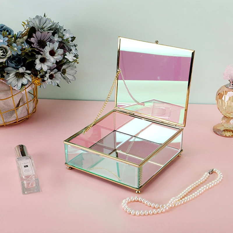 Customized Gift Iridescent Clear Glass Jewelry Box - Buy Personalised ...