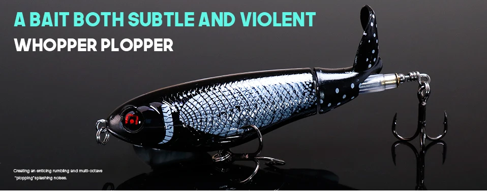 10cm 16.8g Whopper Popper Topwater Lure Artificial Bait Hard Black ...