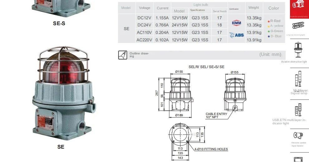 QLightec ATEX Certified LED Signal Beacon Marine Heavy Duty SEL Warning ...