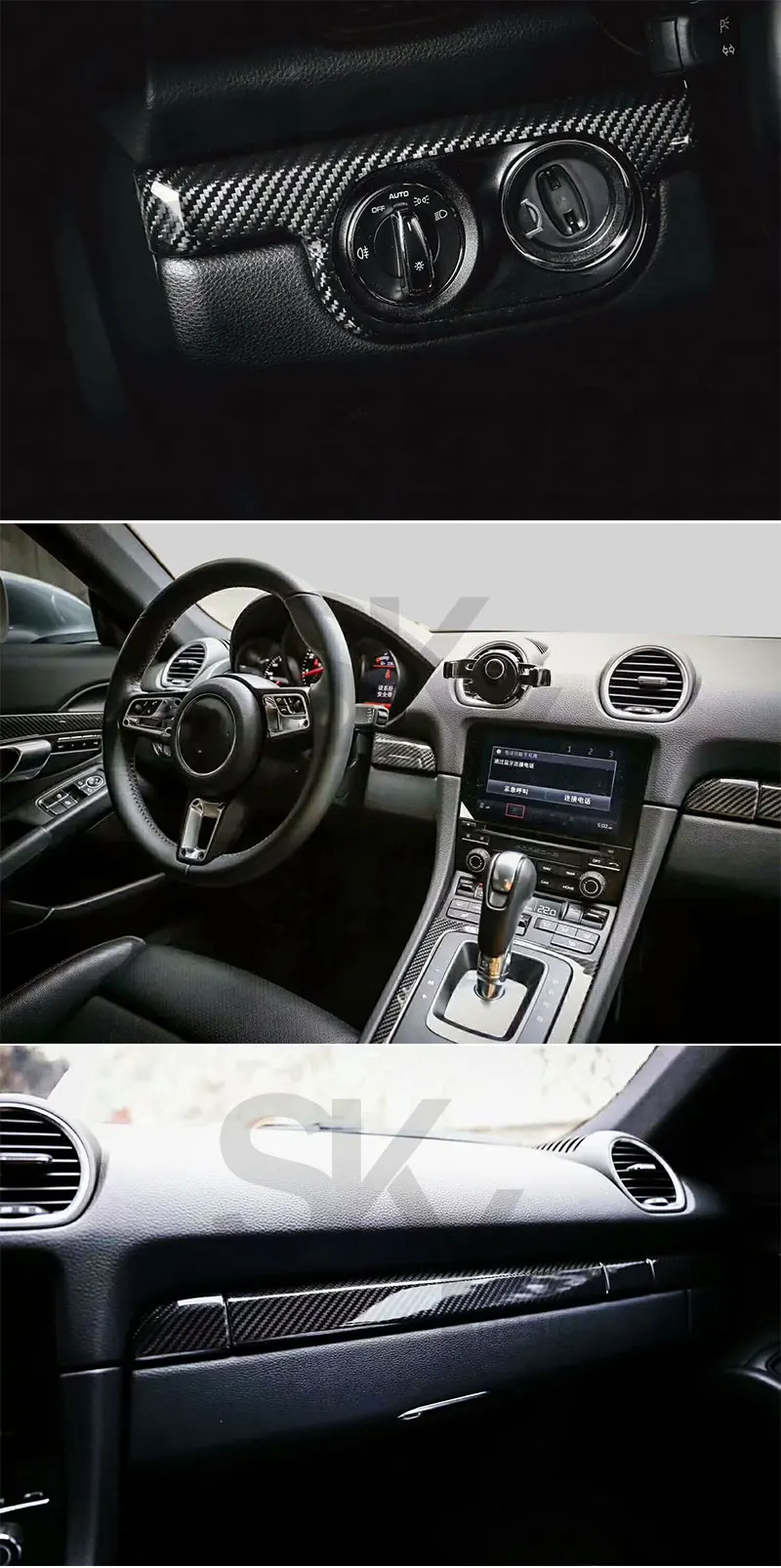 Car Accessories Dry Carbon Fiber Interiors For Porsche 718 Boxster ...