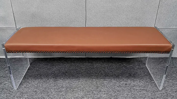 Upholstered Luxury Bench With Clear Acrylic Legs Base Lucite Bench ...