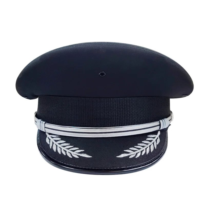 Custom Detachable Black Officer Uniform Dress Security Hat Commander ...