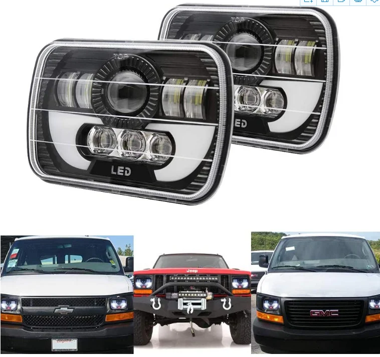120w Rectangle 7x6" 5x7" Led Headlights 6052 6054 H5054 H6054 Led ...