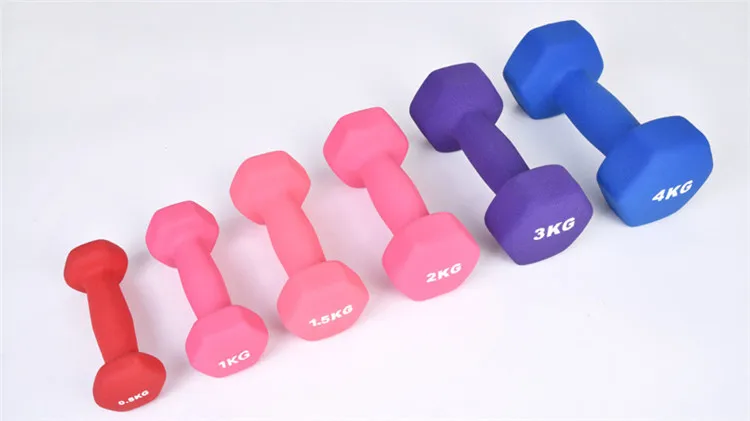 Cute Workout Girl Fitness Women Neoprene 10kg Plastic Coated Dumbbell ...
