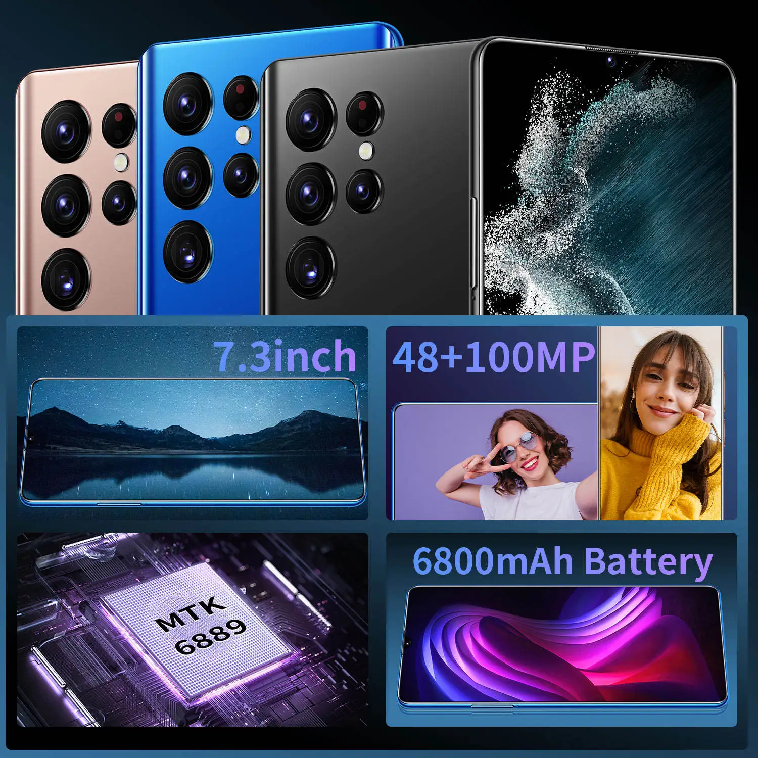23 7.3 Inch Deca Core 108MP Camera HD OLED 120Hz Display Android 14 ...