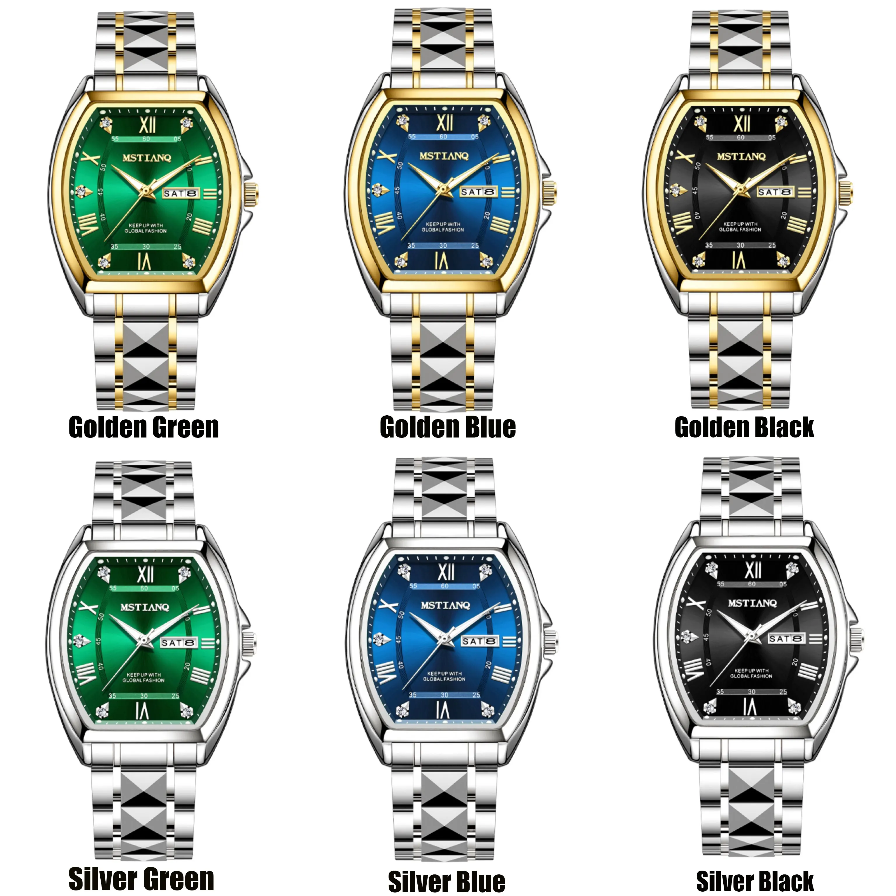 Luxury Men's Watch - Barrel Shape Quartz with Luminous Calendar