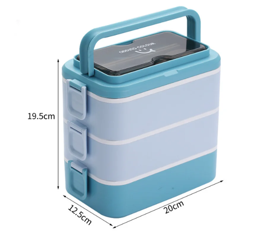 2300ml Portable Stacked Stainless Steel 3 Layers Bento Lunch Box Food ...