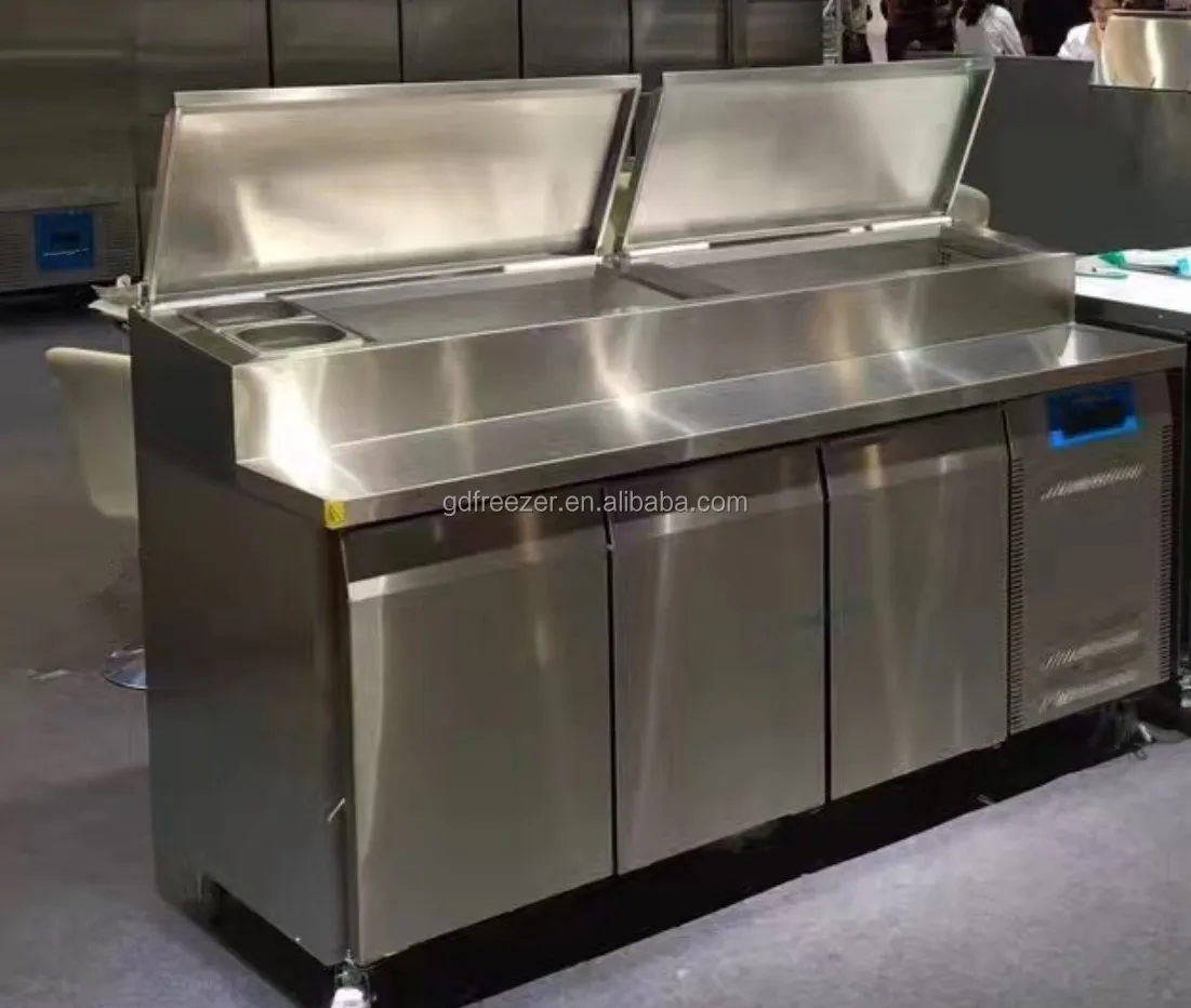 Pizza Topping Refrigerator /sandwich Prep Table Fridge With 3 Doors ...