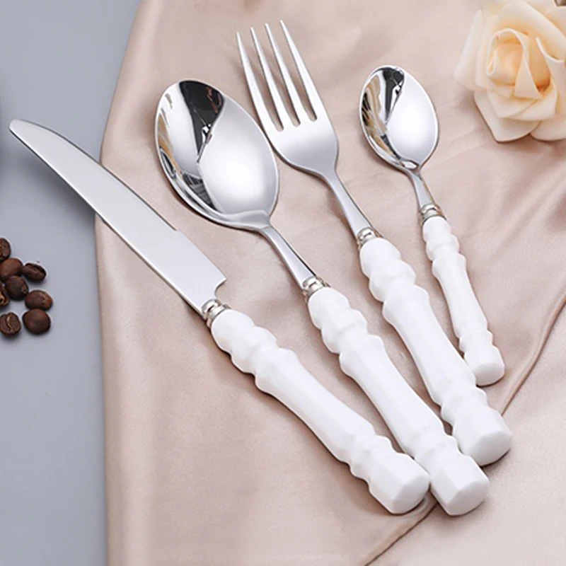 Roman Ceramic Handle Cutlery Set Stainless Steel Cutlery Flatware Sets ...