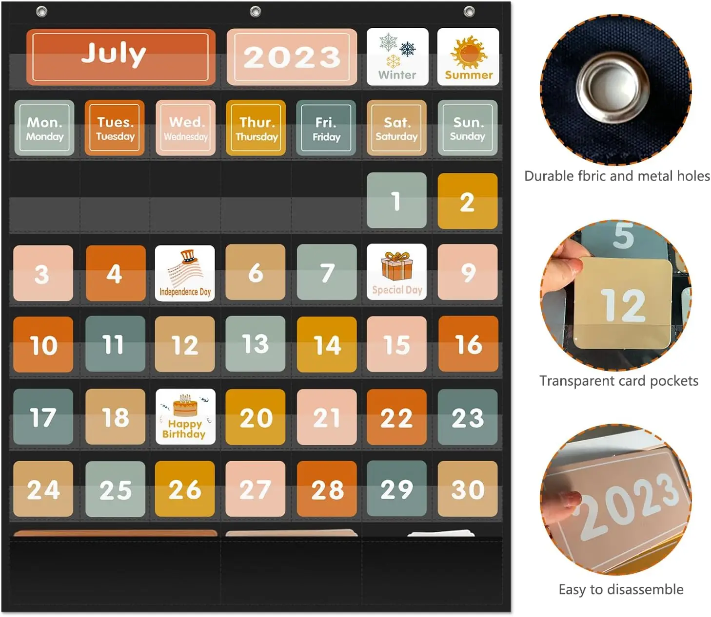 Functional Foldable Classroom Monthly and Weather Calendar Pocket Chart ...