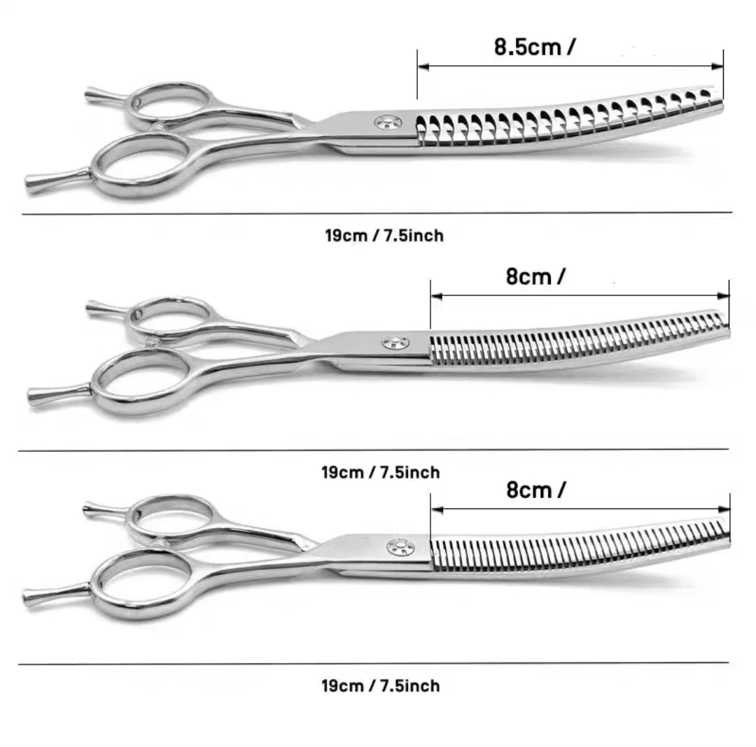 Professional Pet Scissors with Curved Fishbone Design, Curved Tooth ...