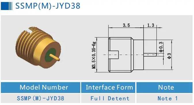 Hermetically Sealed SMPM Male Full Detent Thread-in SSMP Mini SMP Connector - 50 Ohm, DC~50 Ghz