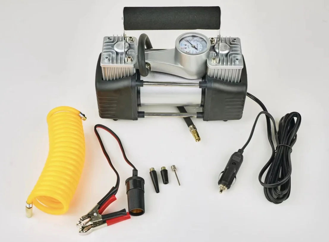 Heavy Duty Double Cylinder Tire Inflator Mini Car Air Compressor Ce ...
