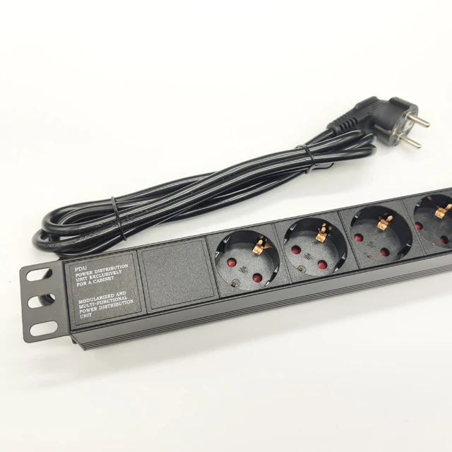 8 Way Germany PDU with Back Switch - 1U Power Distribution Unit