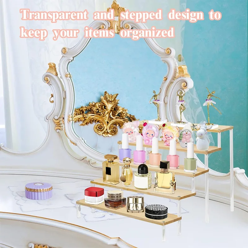 5 Layer Wood Desktop Display Riser Painted Figure Cupcake Dessert Stand ...