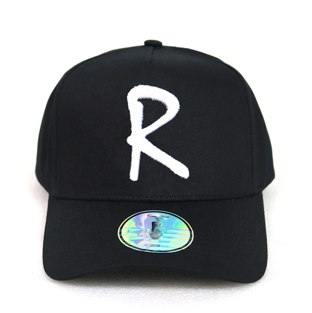 New Design Good Quality Custom 3d Puff Embroidery Black Cotton 5 Panels ...