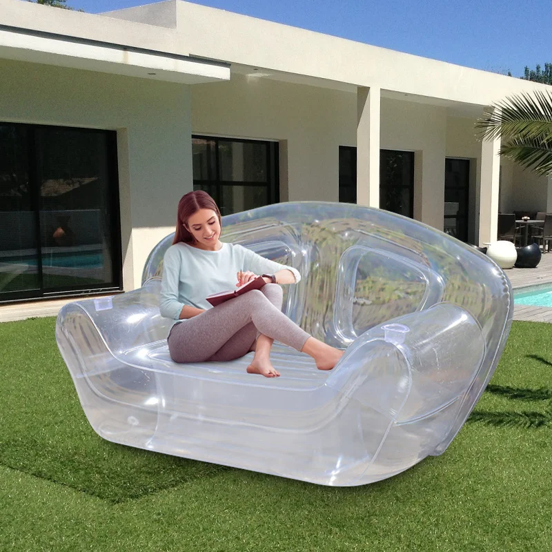 Transparent Clear Inflatable Sofa Seat Double Person Blow Up Chair Yard ...