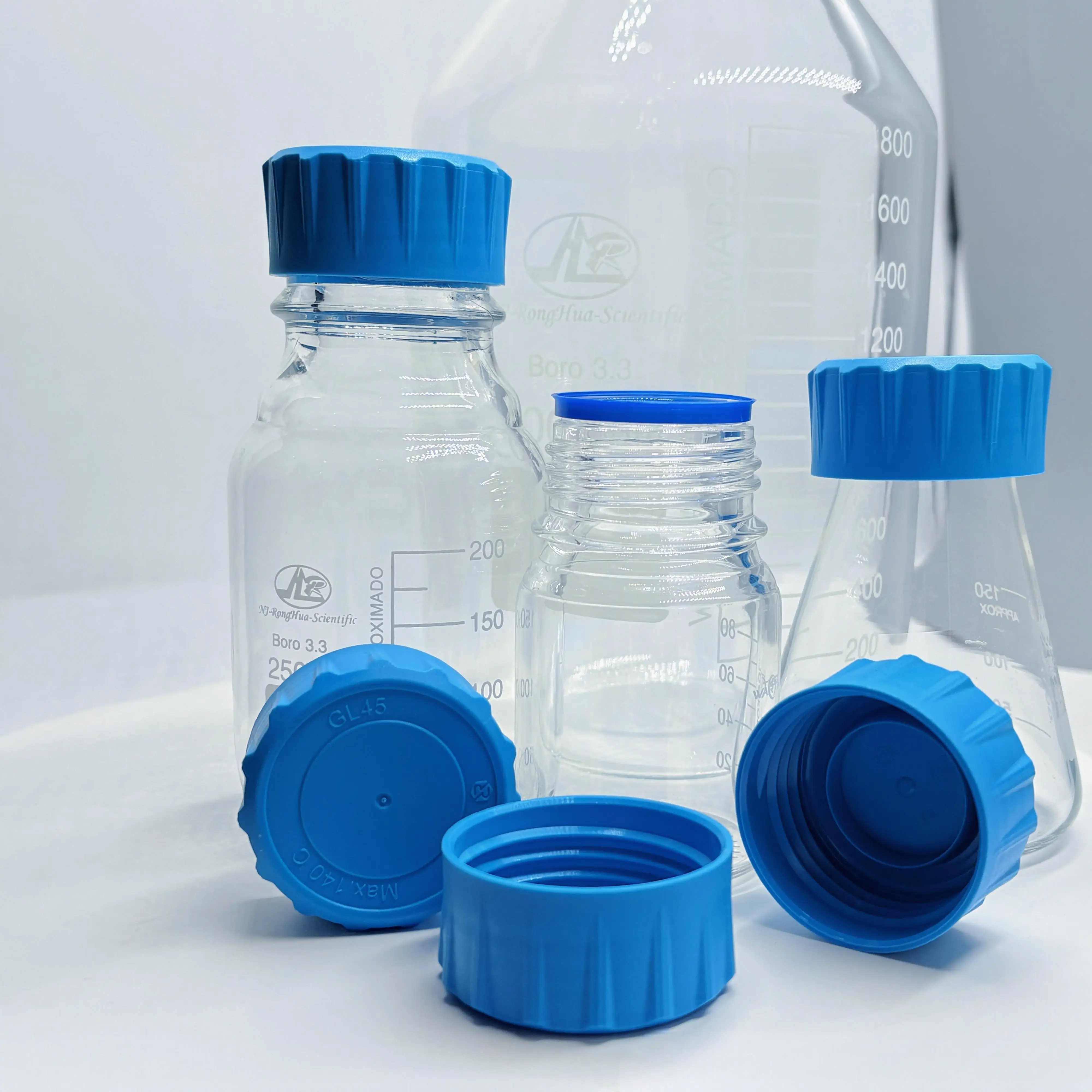 Laboratory Blue Cap With Pouring Ring Pp Reagent Cap Food Grade ...