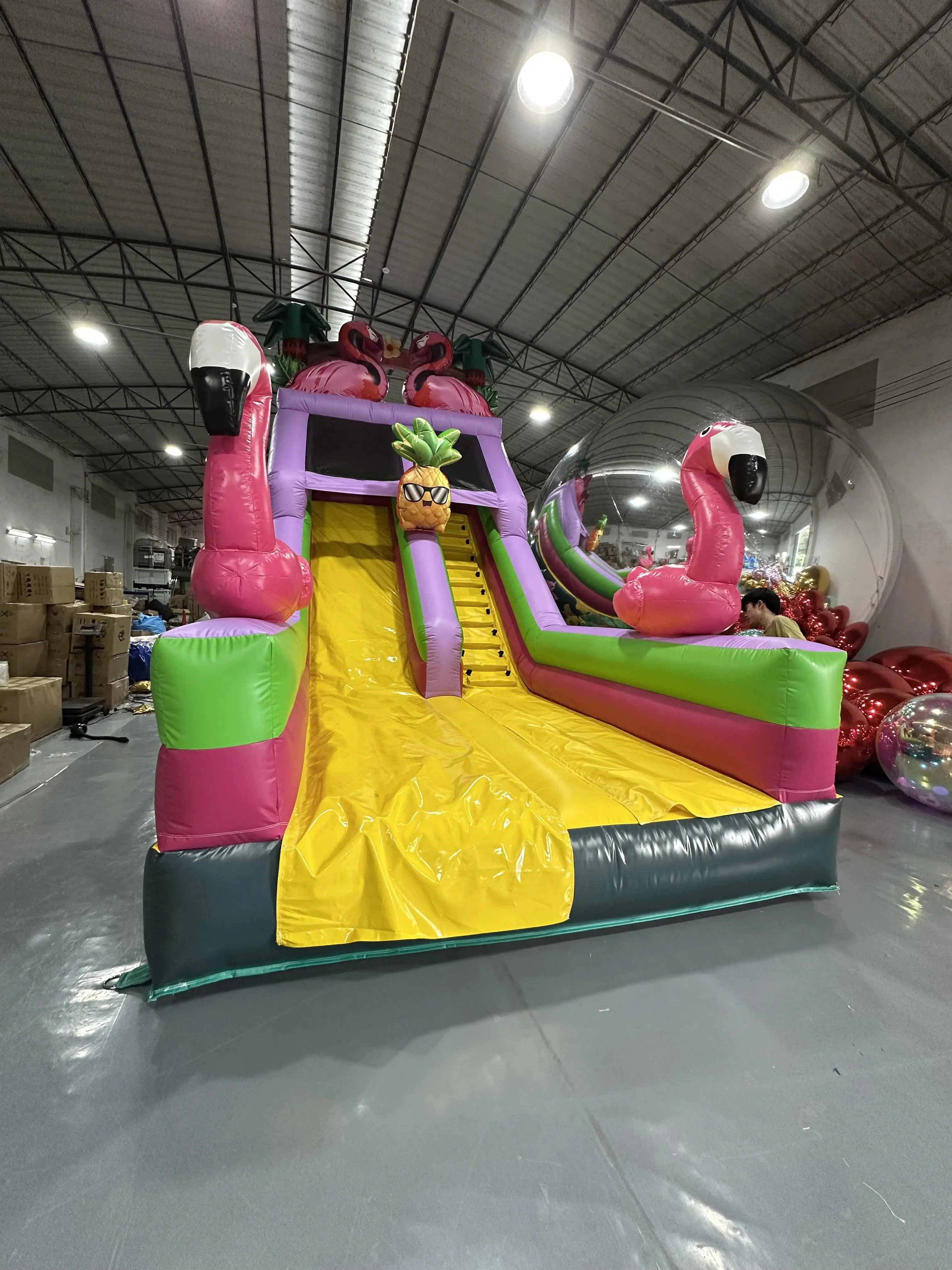 Customized Popular Red Flamingo Themed Inflatable Slides Children's ...