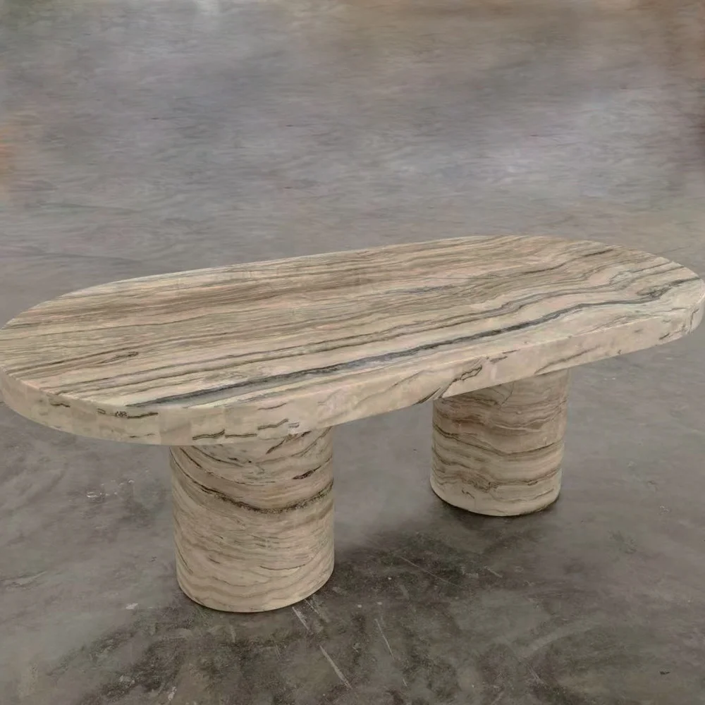 Home Decor Cava Fluted Oval Stone Table Green Marble Dining Table - Buy ...