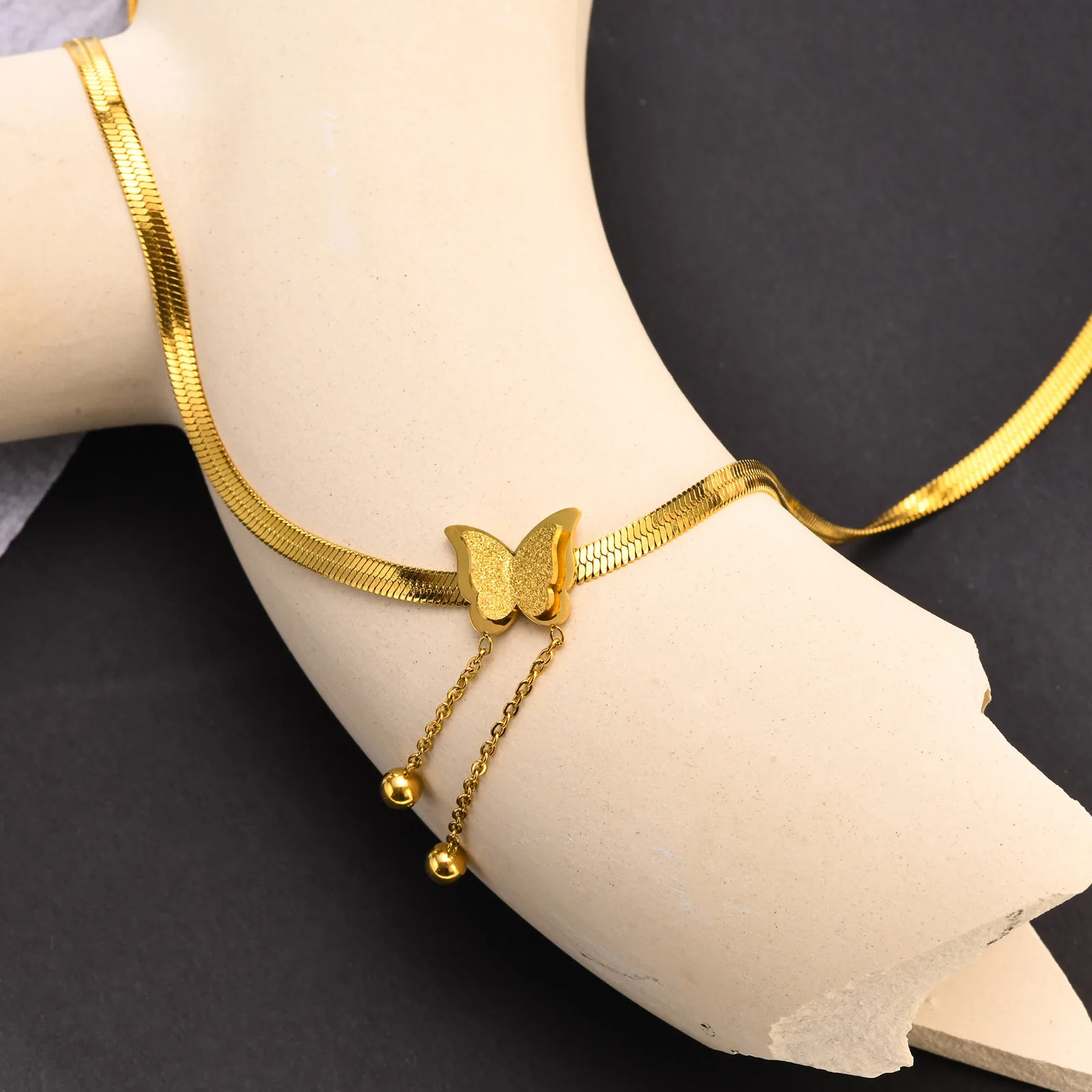 Dainty Butterfly Clavicle Chain Necklace Set Jewelry 18k Gold Plated ...