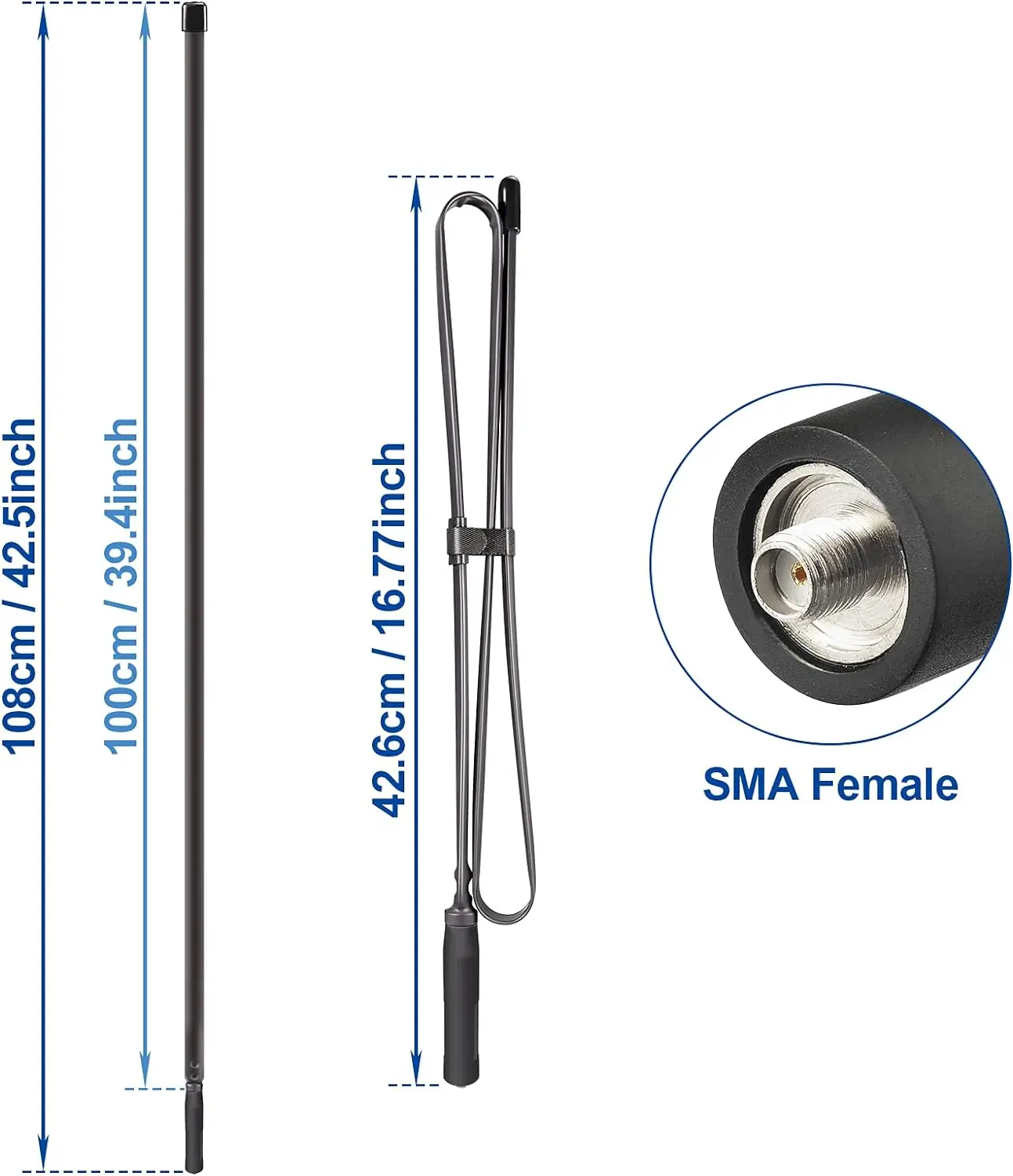 Baofeng Tactical Antenna With Sma Female Connector Quality Foldable ...