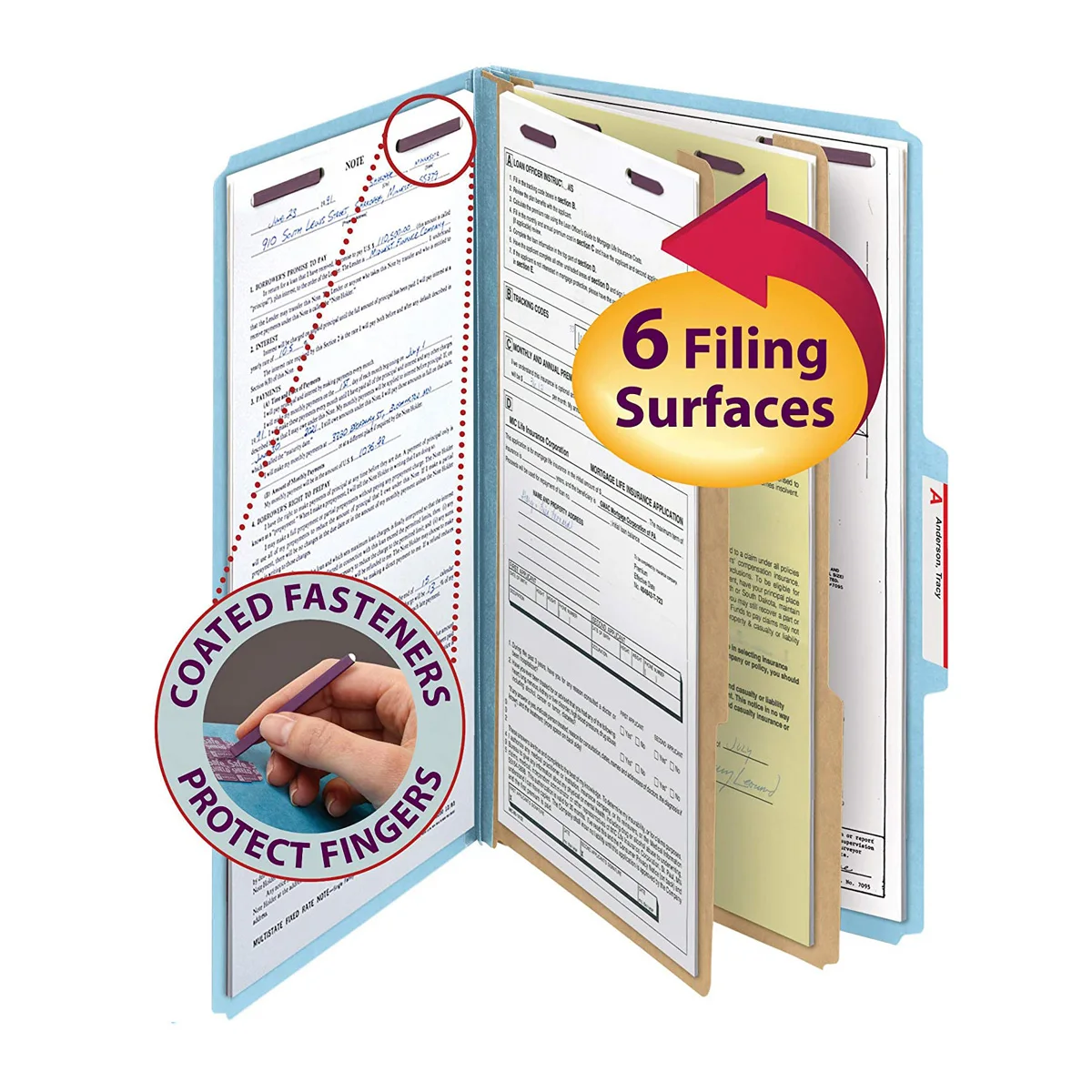 Legal File Dividers - Pressboard Folders with Fasteners