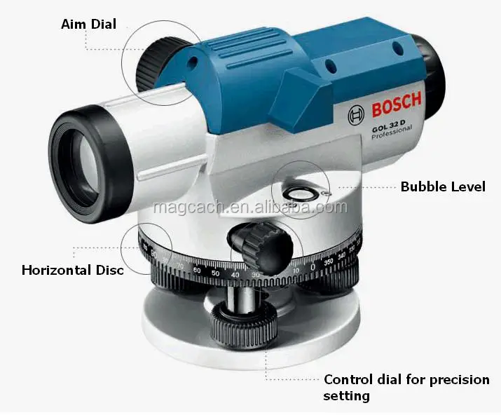 BOSCH GOL 32 D Professional Optical Level Kit Auto Leveling-Telescope ...