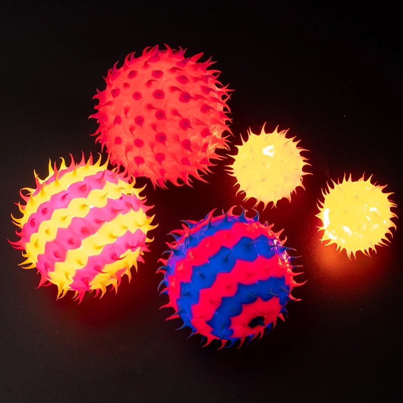 Custom Led Bouncing Balls Flashing Spiky Rubber Bouncing Ball For Kids ...