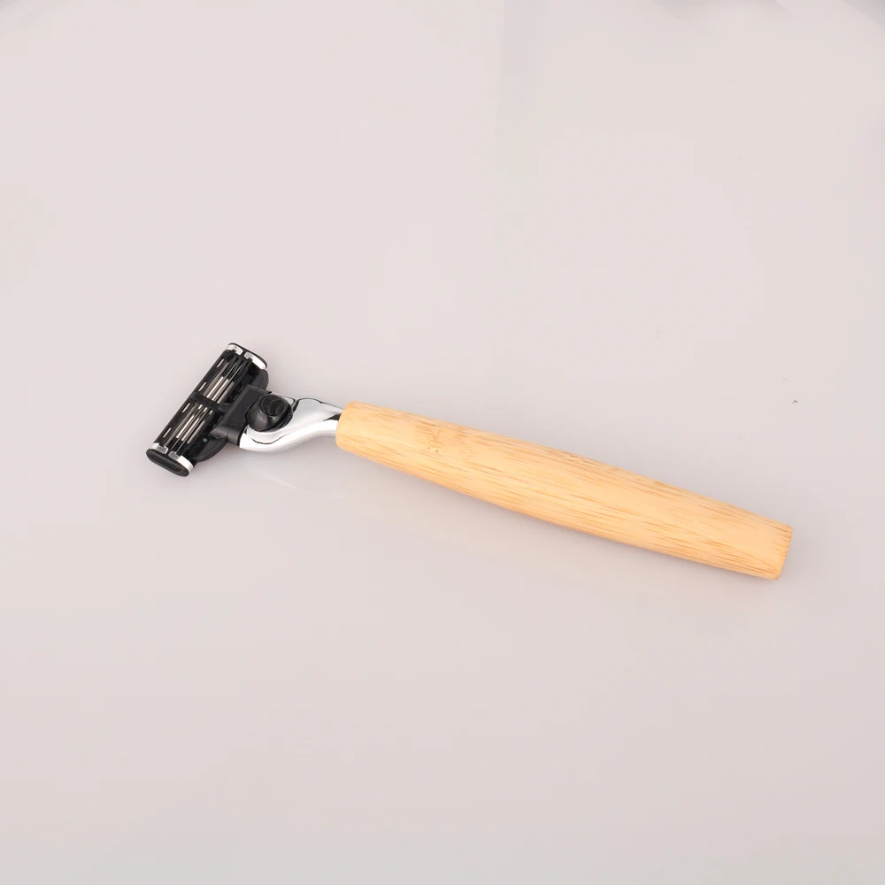 Natural Bamboo Razor Anti-microbial Handle 3 Blade Razor Hotel USE ...