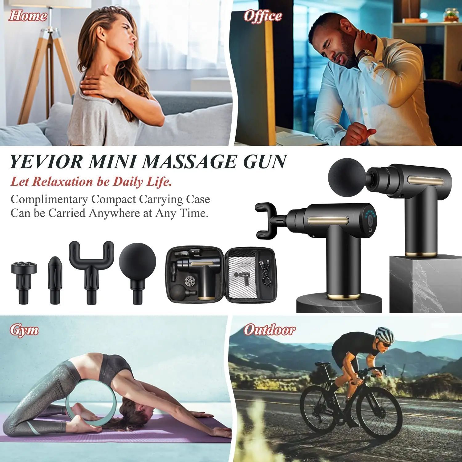 Mini Massage Gun - Deep Tissue Body Massager with 6 Speeds
