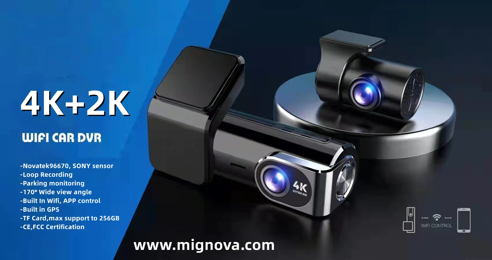Novatek 96670 High-end Wifi 170degree Car Black Box Super Night Vision ...