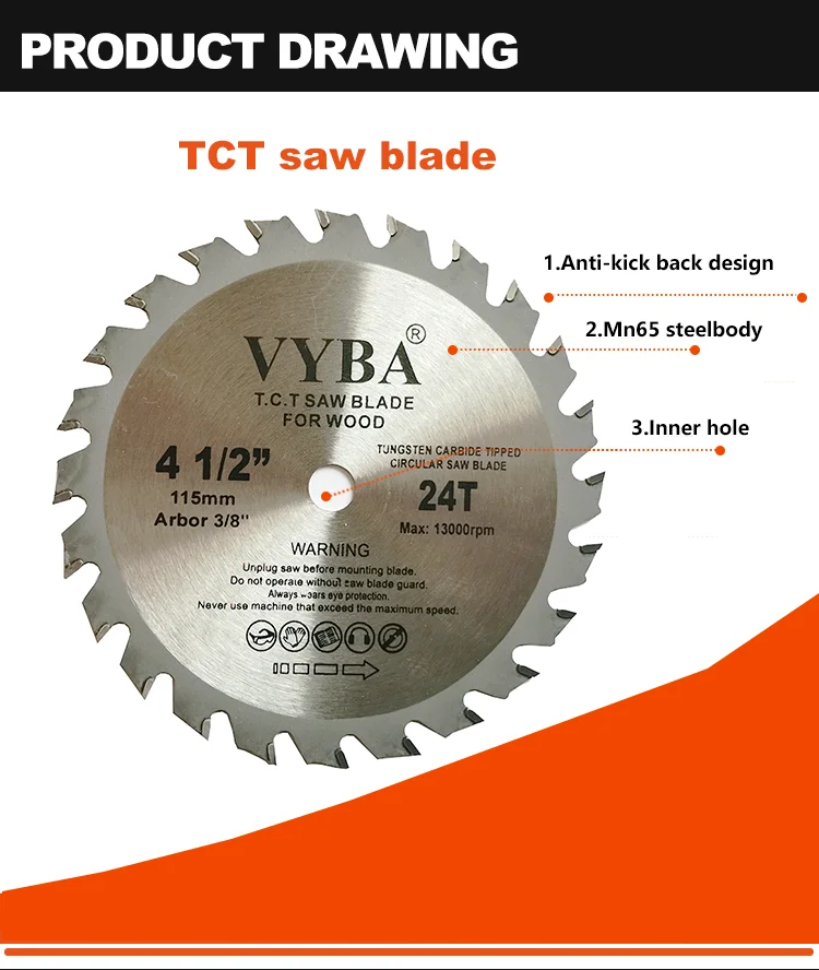 4-1/2 Inch 24T Circular Wood Cutting Saw Blade for Cutting Wood TCT ...