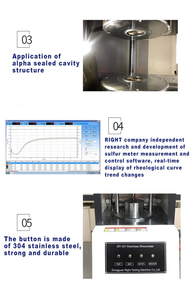 TS1 TS2 T10 T90 Lab Rubber No Rotor Moving Die Rheometer