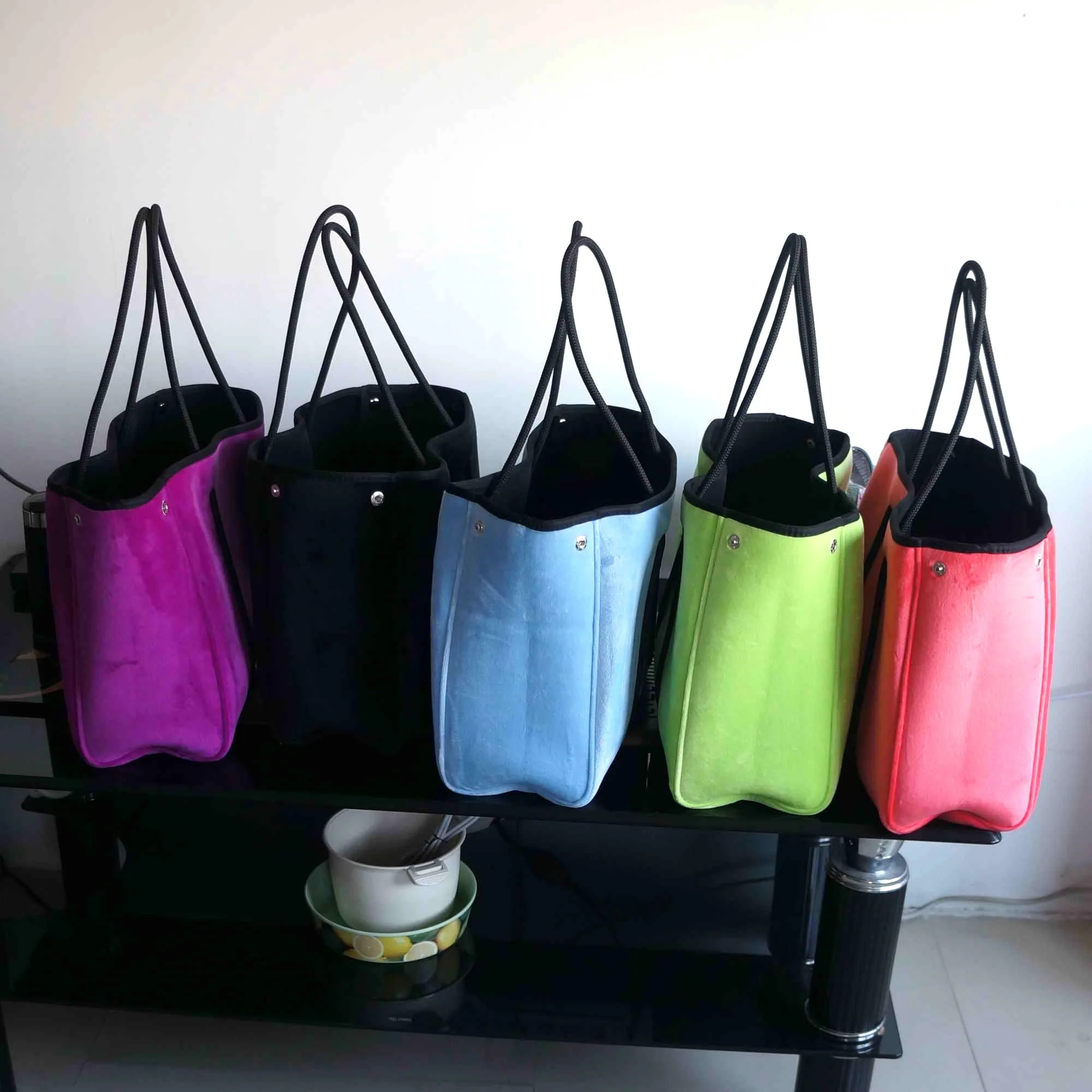 Beach Bag Ladies Perforated Neoprene Tote Bags Private Label Handbags ...