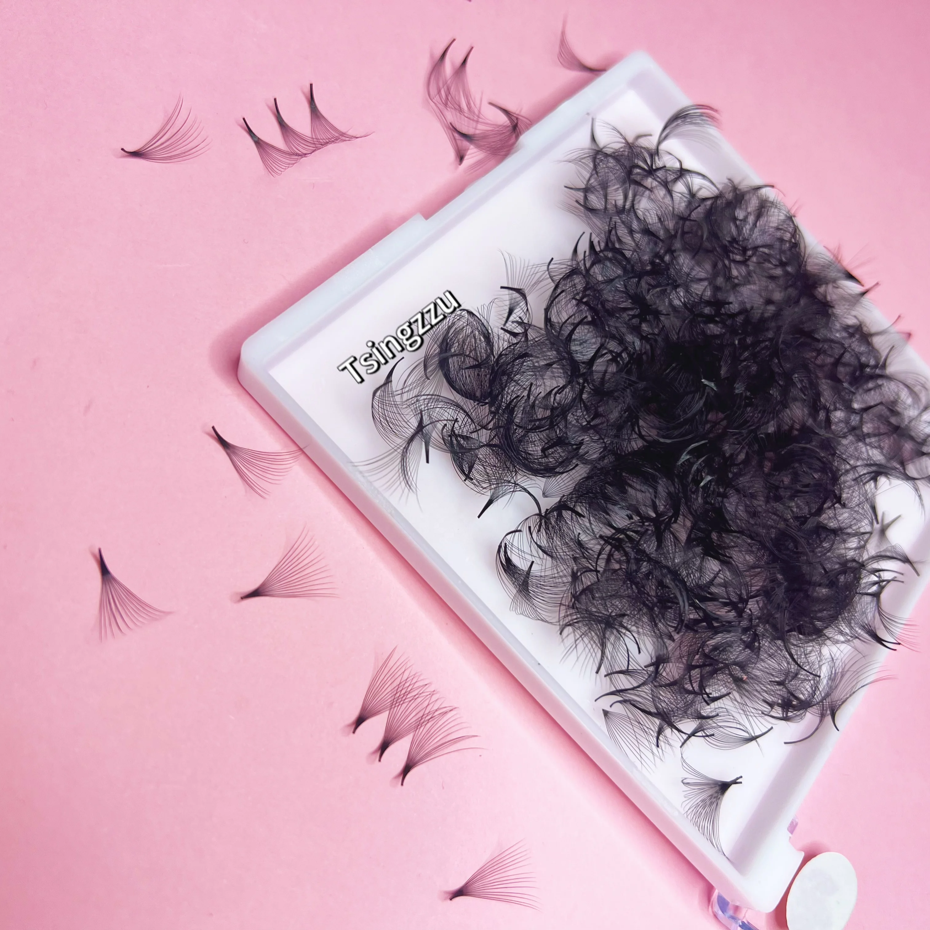 Korean Handmade Silk Pre Fanned Eyelashes Pointy Base Premade Loose Fan ...