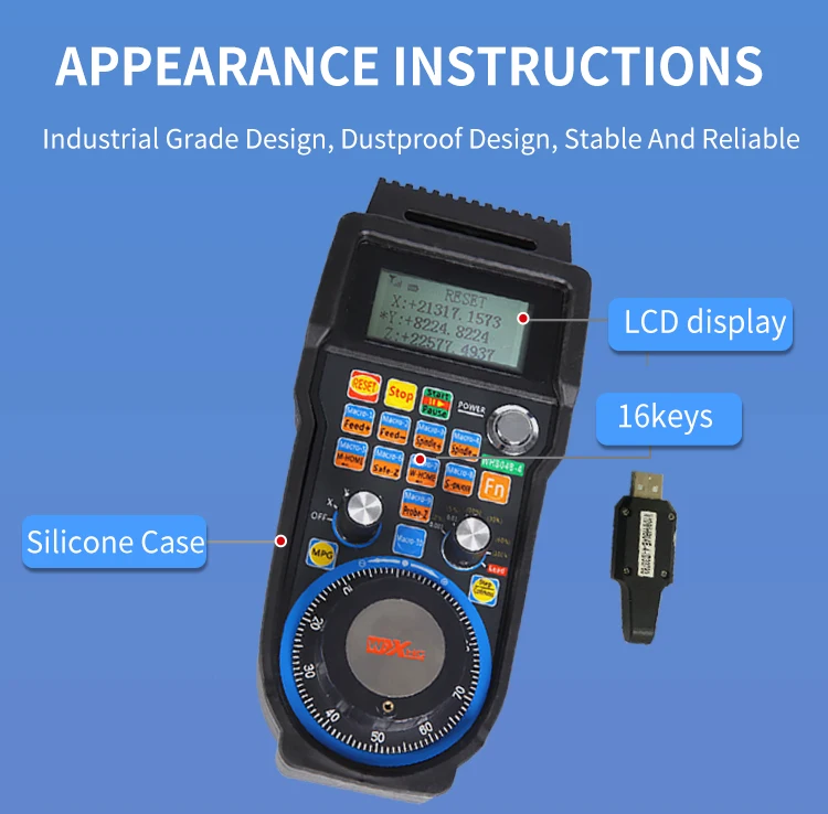 4 Axis Mach3 Wireless Handwheel Usb Port Mach3 Remote Control Plug And ...