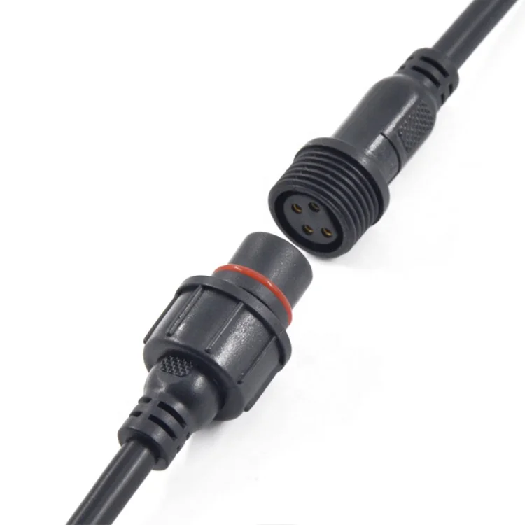 Black 4 Pin Waterproof Male Female Connector Cable With Rubber,Led Rgb Connector,Rgb Led ...