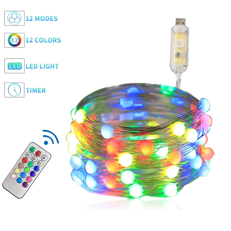 Outdoor Indoor Rgb Color 12 Modes Led Fairy Lights Smart Christmas ...