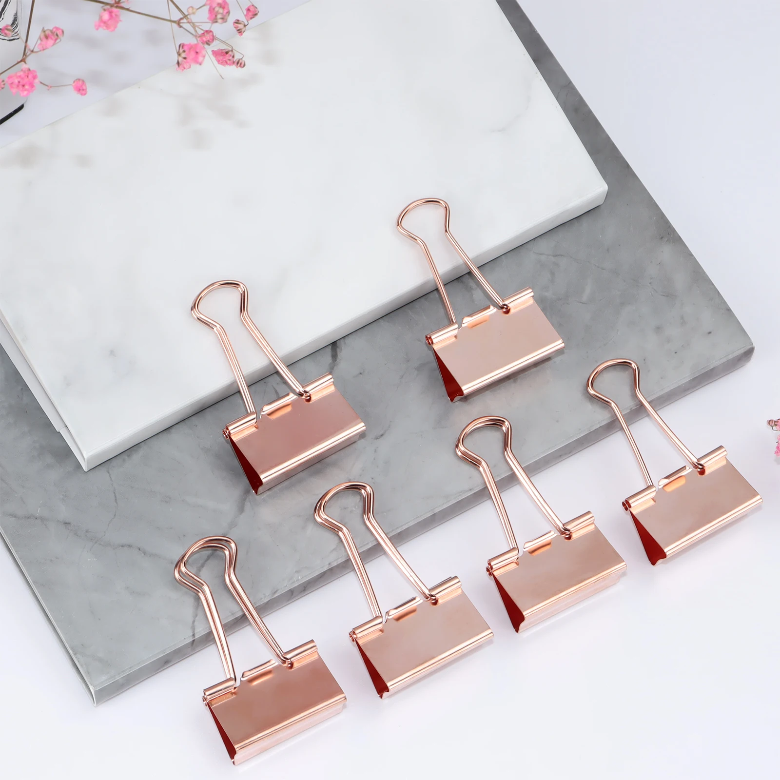 Custom Binder Clips Logo Rose Gold 32mm Glitter Large Paper Binder ...