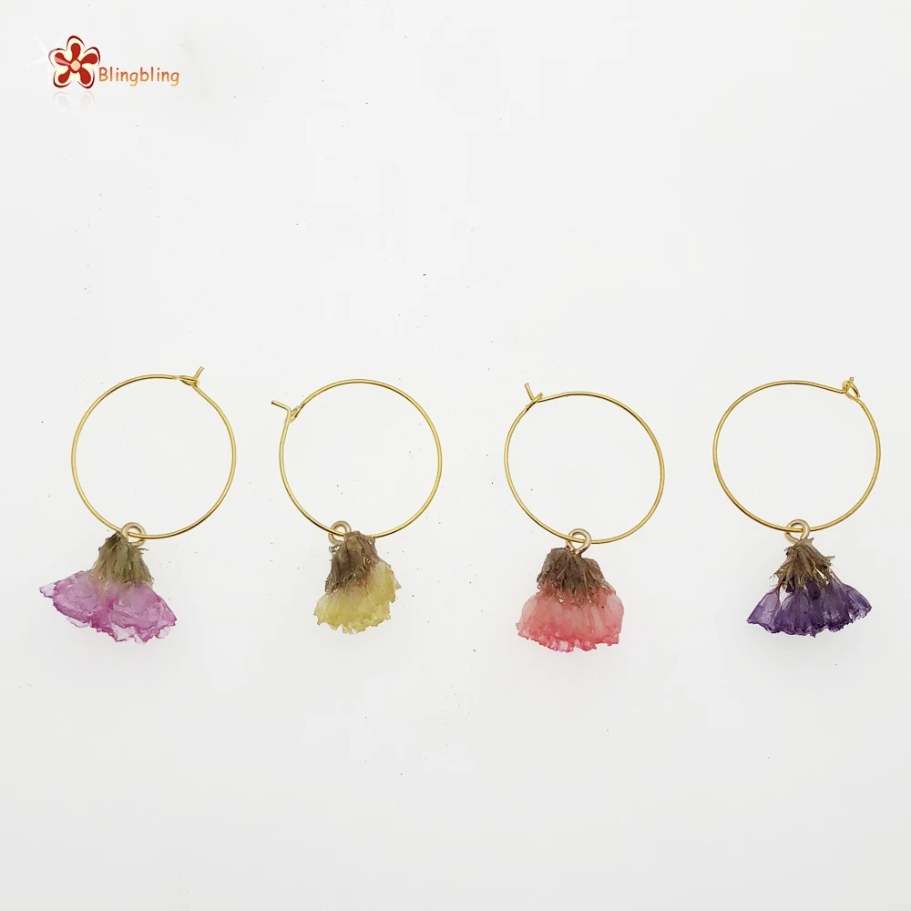 Resin Epoxy Real Limonium Sinuatum STATICE PINK SEA LAVENDER Earrings ...