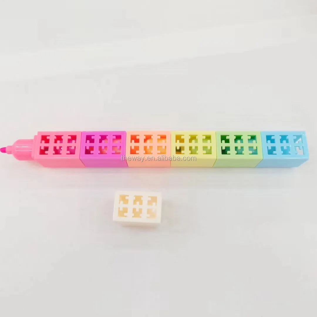Stacking Highlighter Mini Block Stackable Highlighters 6 in 1