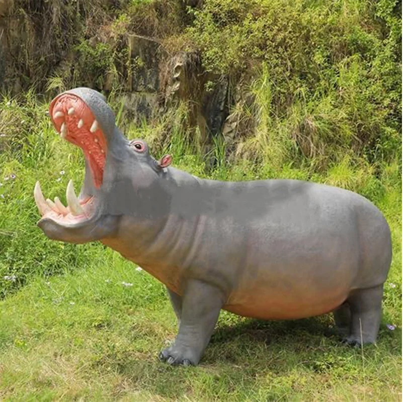 Customize Outdoor Fiberglass Hippo Statue Sculpture Life Size ...