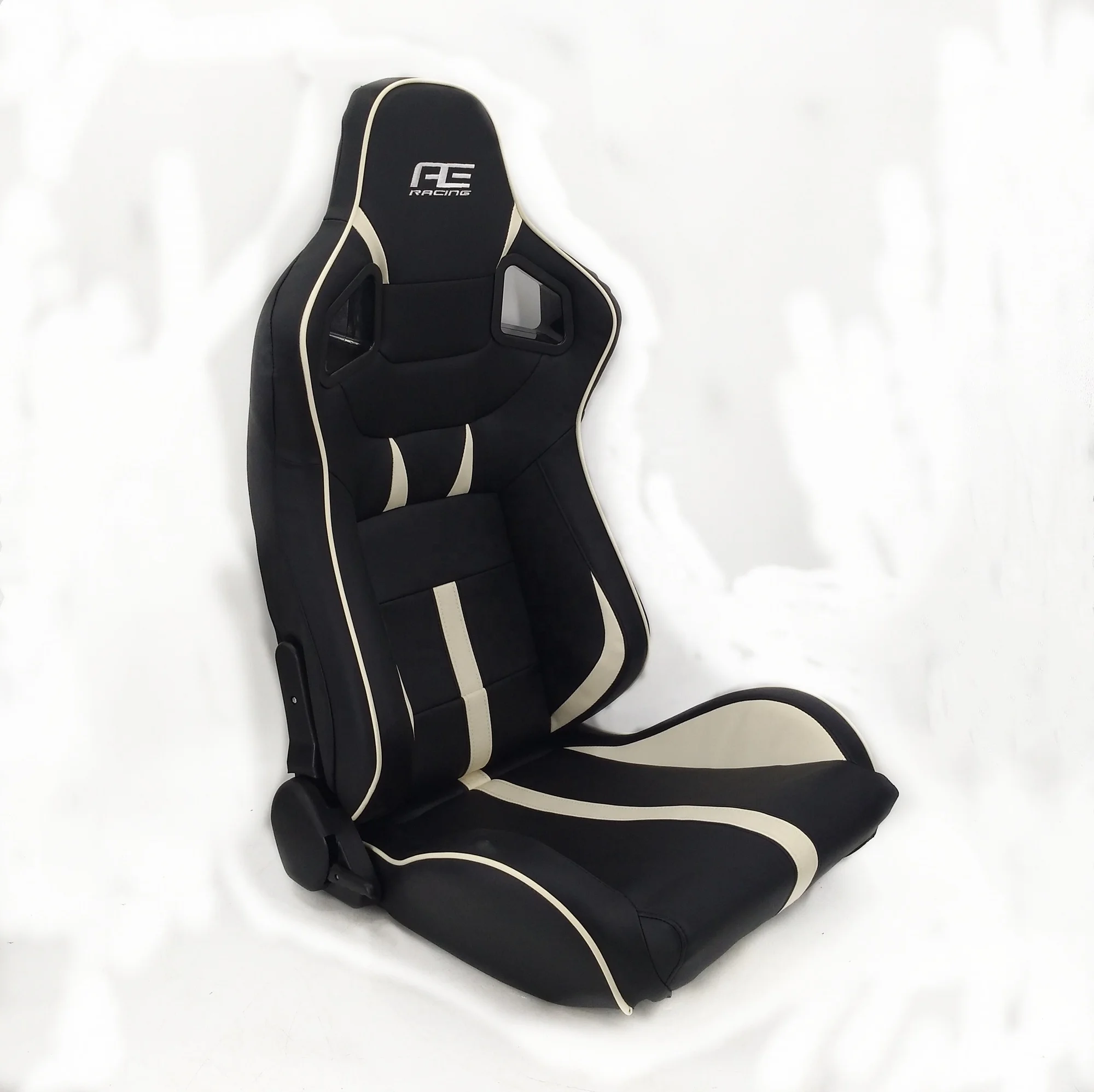 Fully Reclinable Black And White Car Race Bucket Seat Pvc Leather With ...