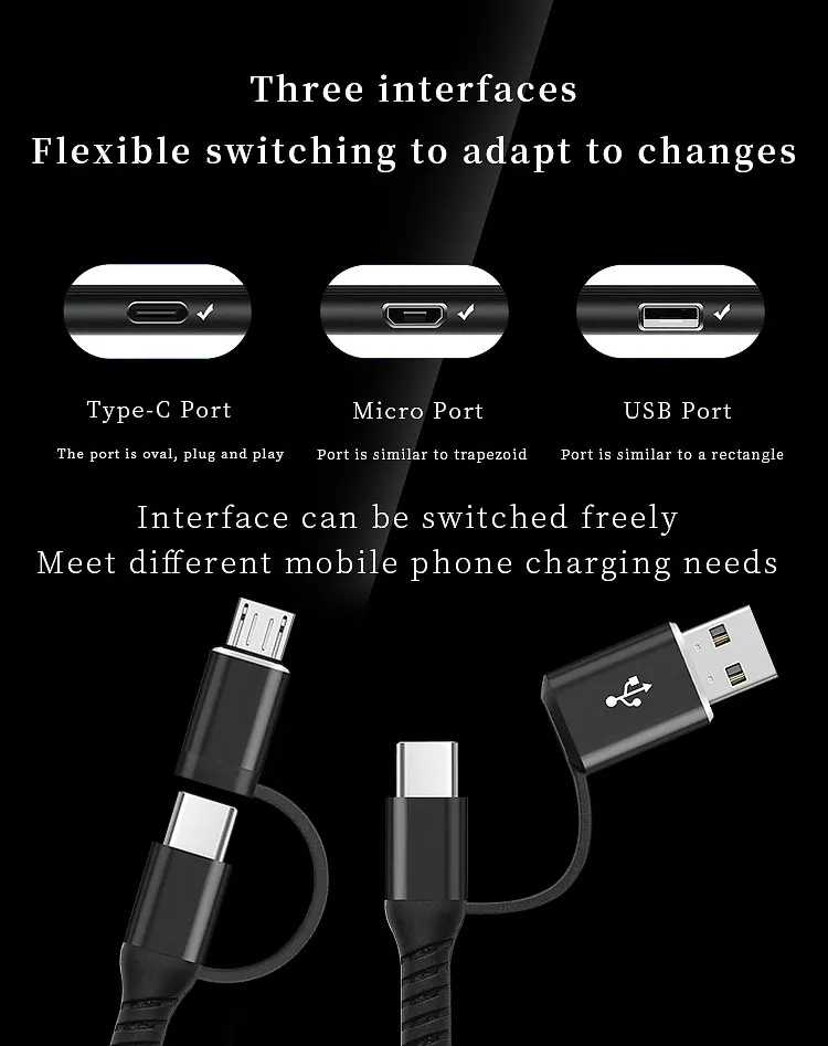 Pd 60w 100w Custom Phone 4 In 1 All One Micro Type Data Cable Nylon ...